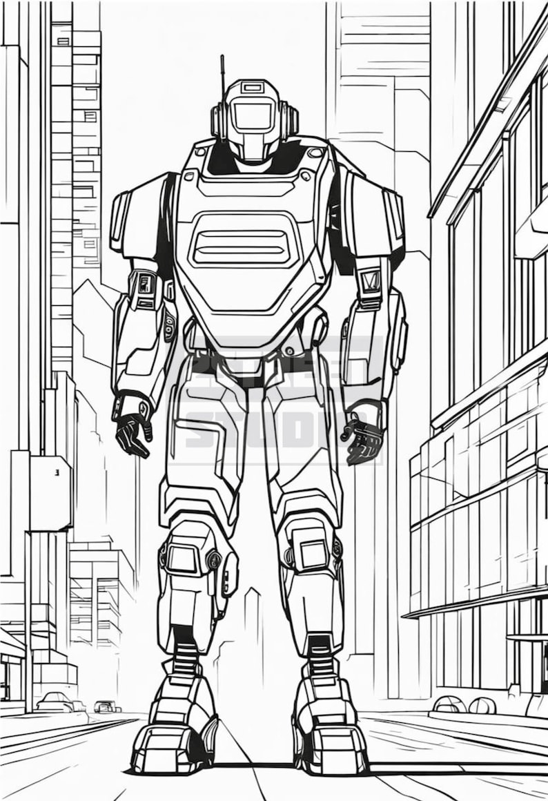 Cyberpunk Mecha Robots Digital Coloring Book PDF Download. - Etsy
