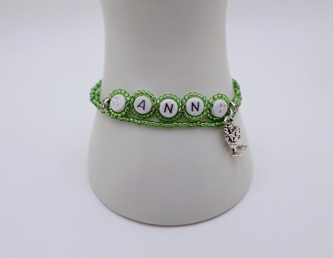 NKOTB Danny Wood Beaded Bracelet Set: Green Delica Beads, Robot Charm ...