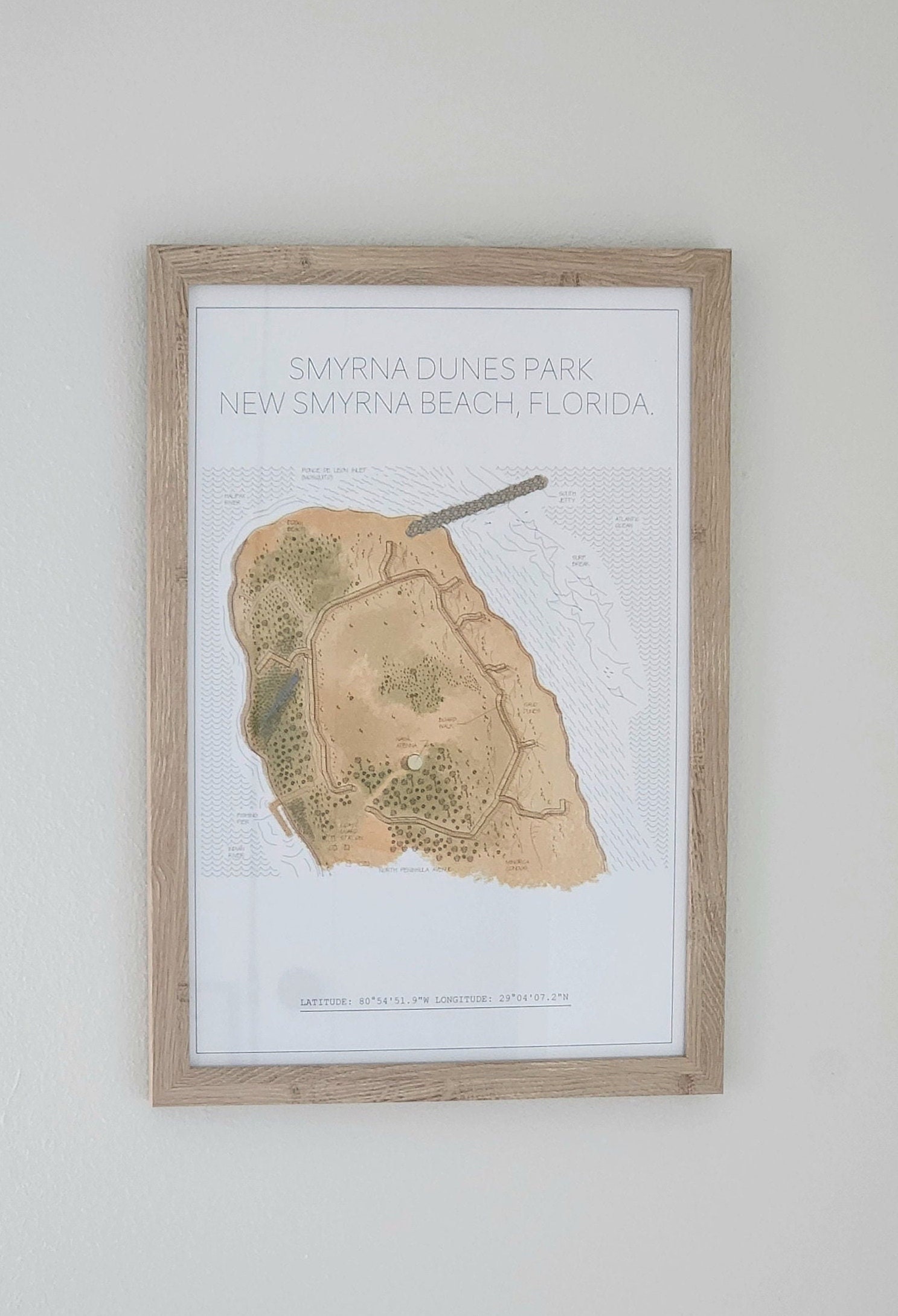 Map of New Smyrna Beach Dunes Park Ponce Inlet Florida - Etsy