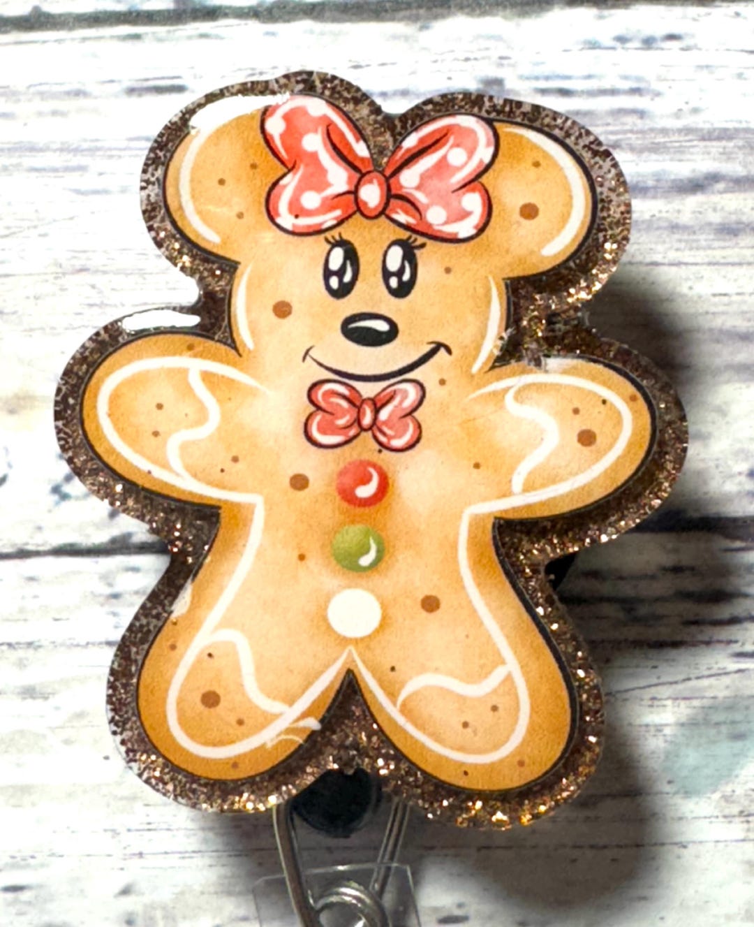 Minnie Mouse Gingerbread Christmas Retractable Badge Reel, ID Name Card ...