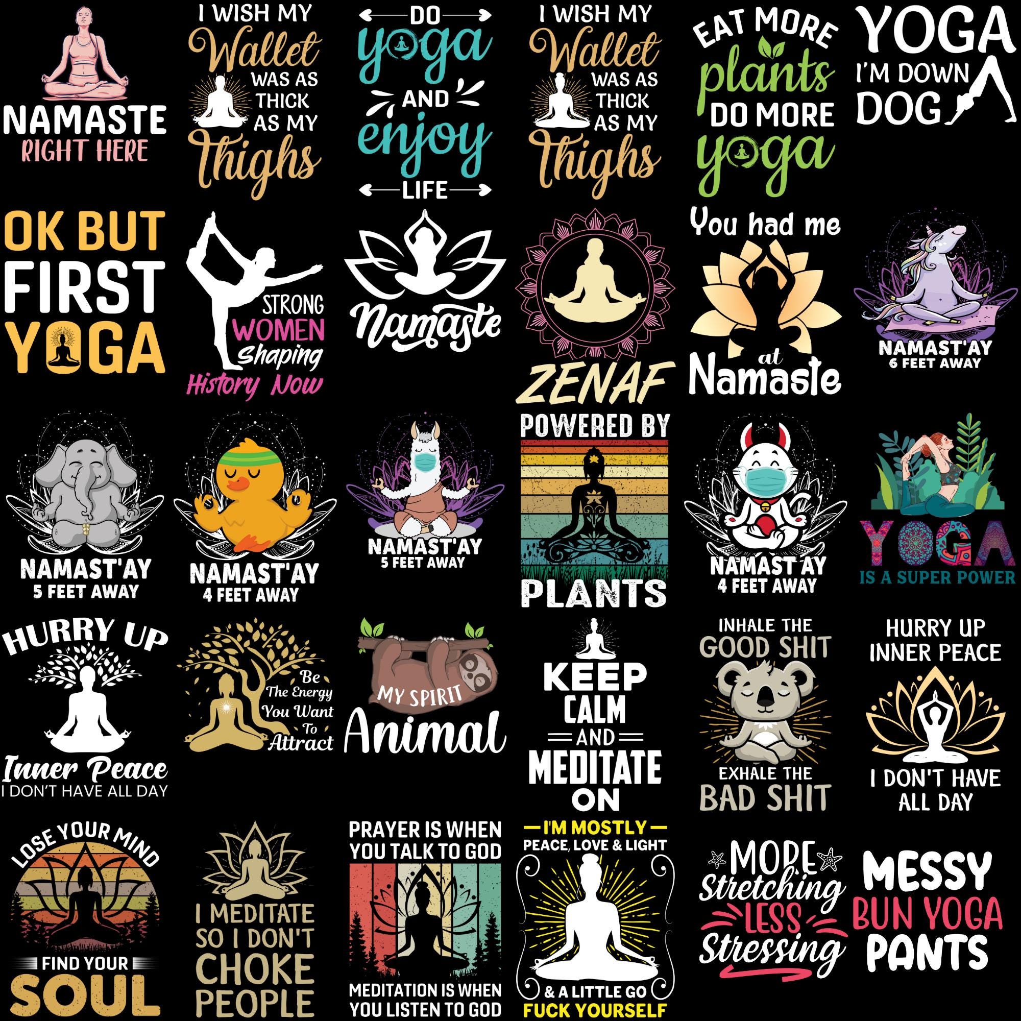 110 Yoga T-shirt Design Bundle Svg Serene and Inspirational Graphics ...
