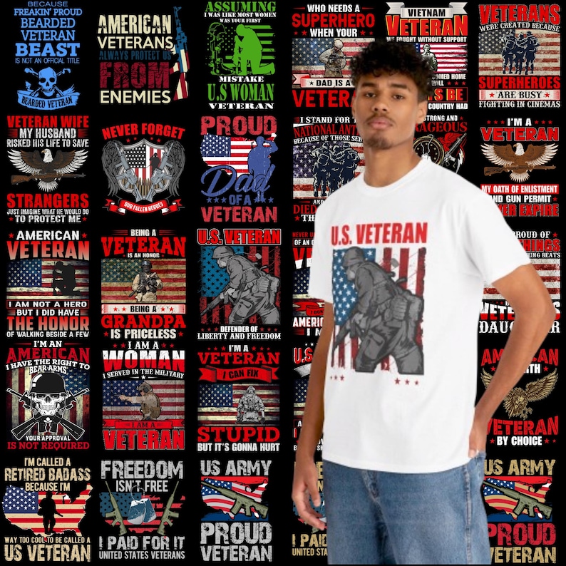 61 Veteran T-shirt Design Bundle | AI, EPS, JPG, Psd,svg,png ...