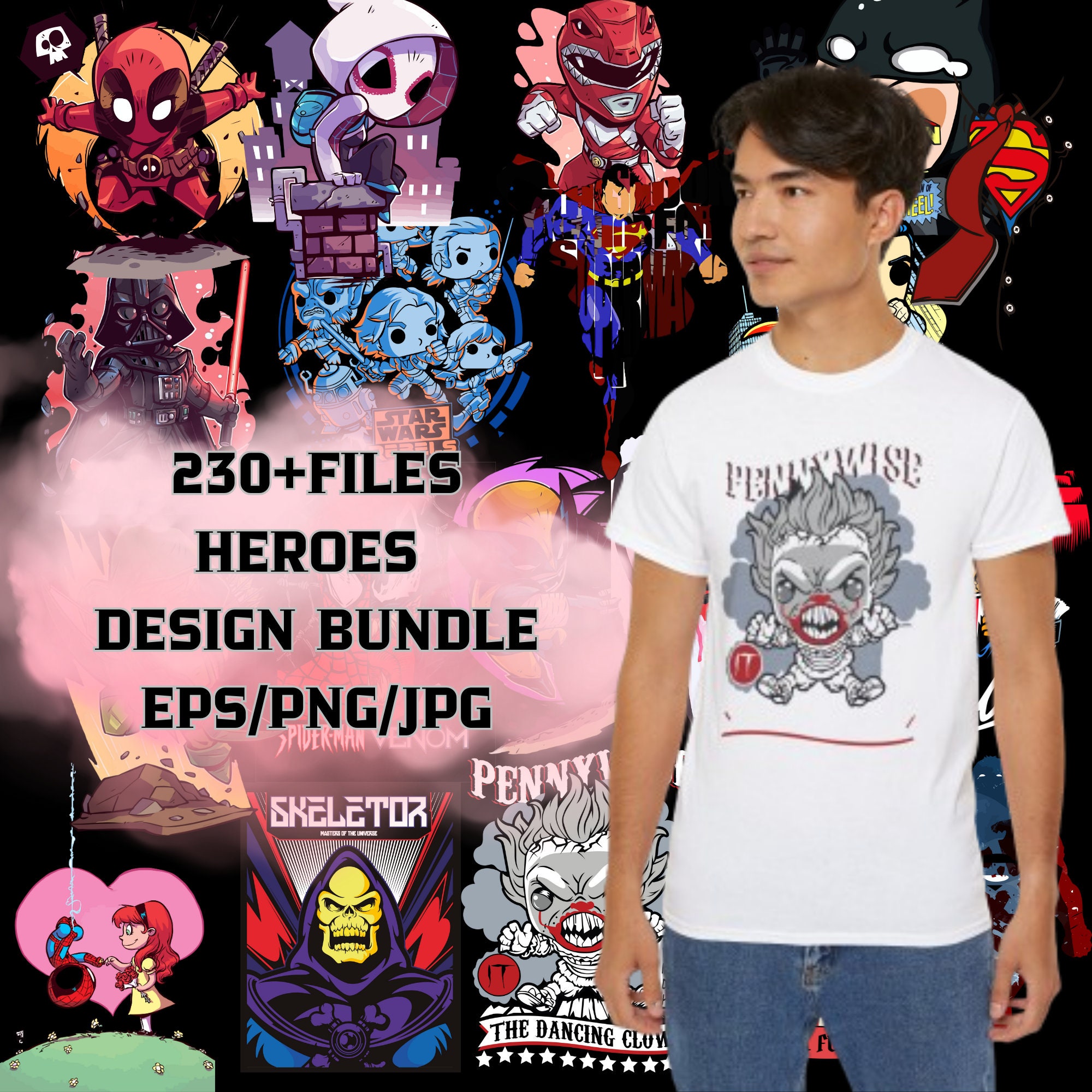 230 Heroes Design Bundle - EPS, PNG, JPG Graphics Collection, Instant ...