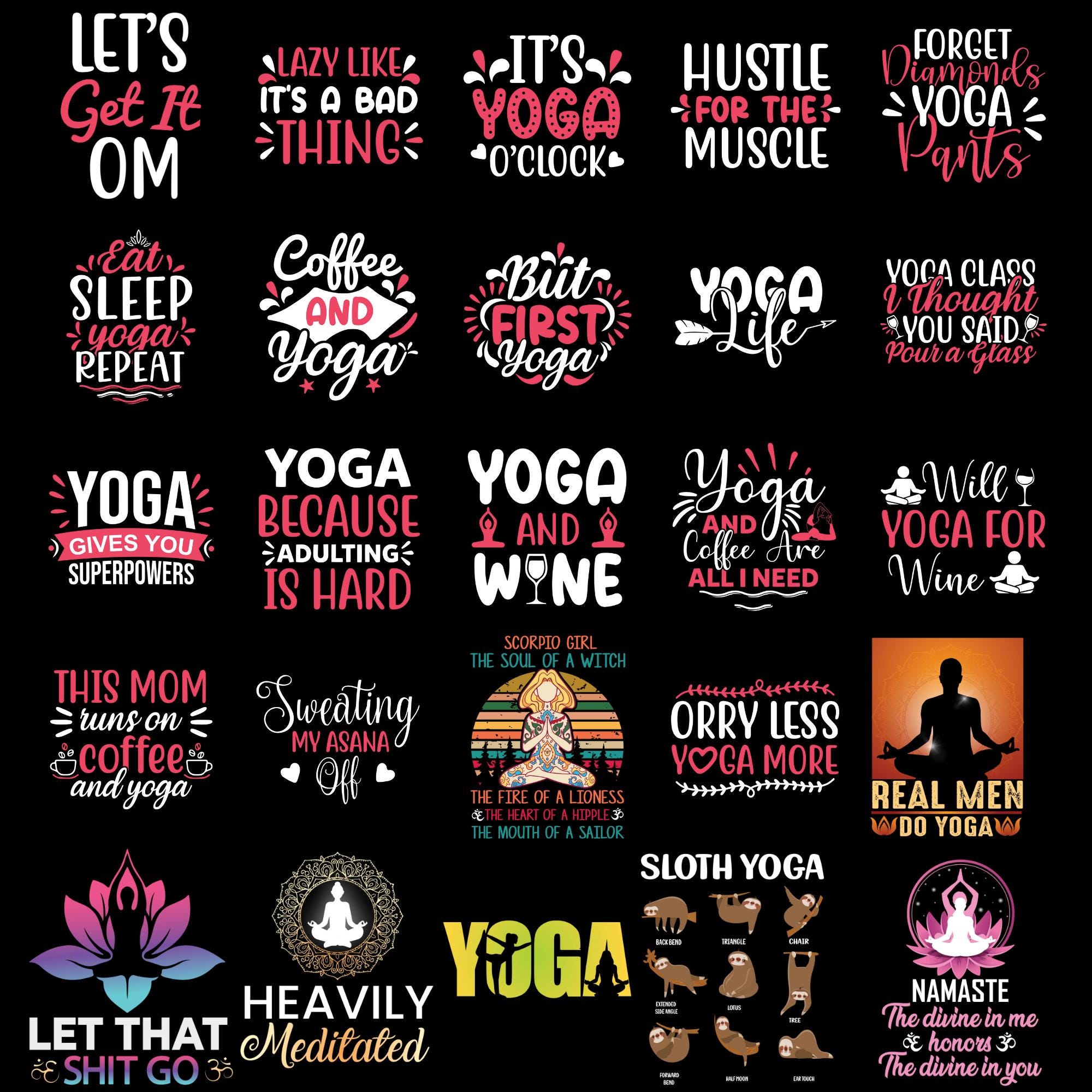 110 Yoga T-shirt Design Bundle Svg Serene and Inspirational Graphics ...
