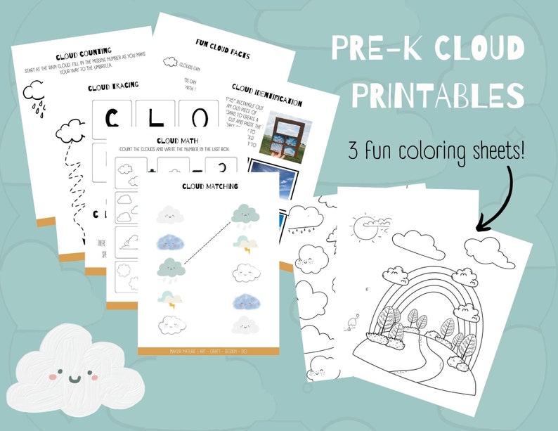 Cloud Unit Printables - Cloud Themed Activities and Coloring Sheets for ...
