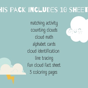 Cloud Unit Printables - Cloud Themed Activities and Coloring Sheets for ...