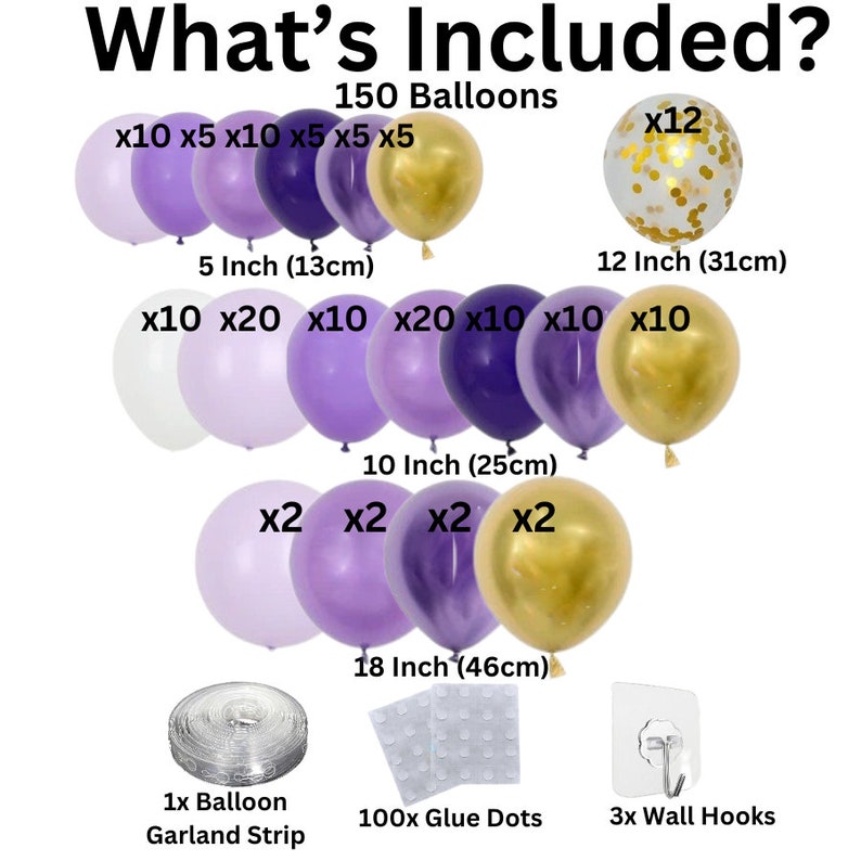 Purple Gold Balloon Arch Kit, Balloon Garland Arch, Baby Shower ...