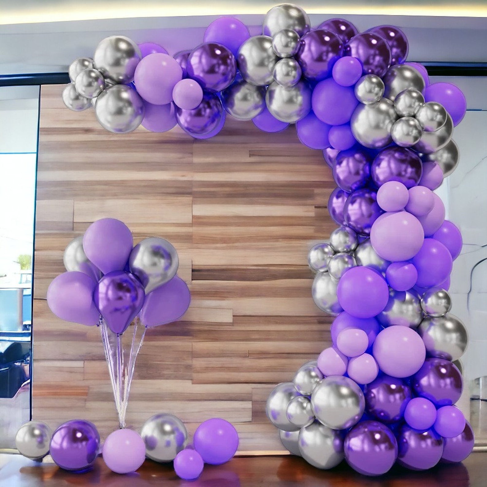 Chrome Purple Silver Balloon Arch Kit, Macaron Purple Balloon Garland ...