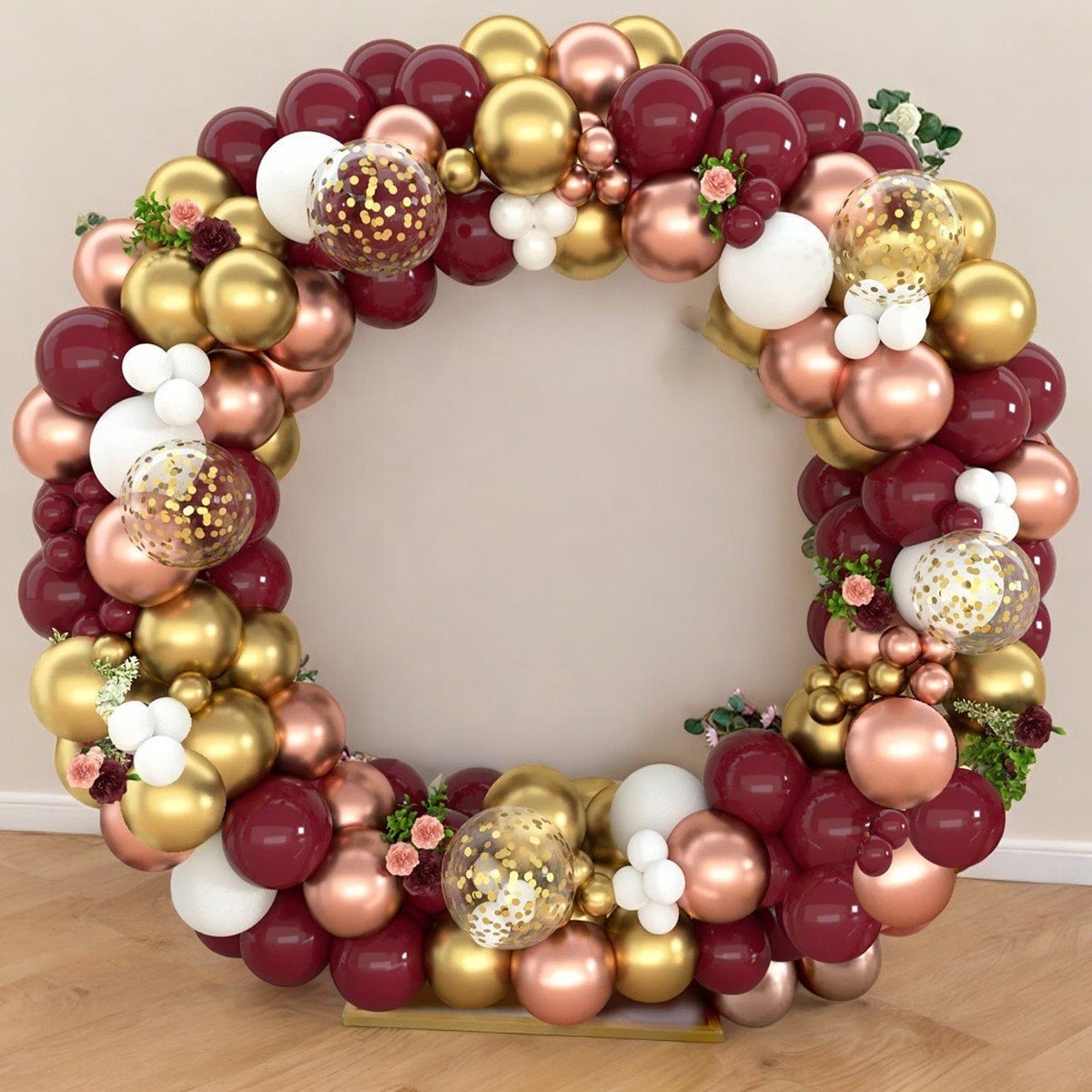 Royal Burgundy Gold Balloon Arch Kit, Party Decorations, Rose Gold ...