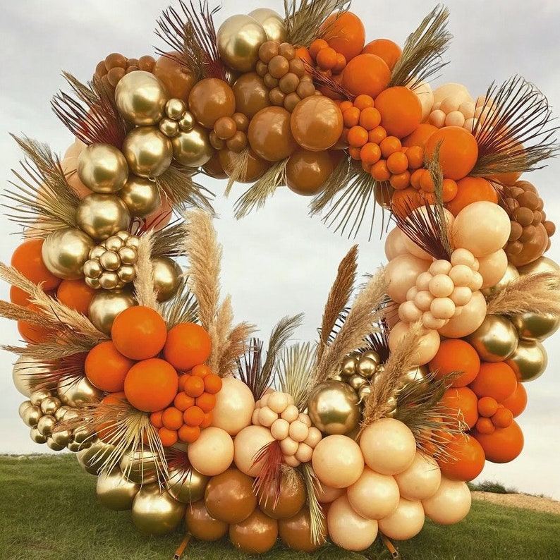 Orange Autumn Balloon Arch Kit, Fall Gold Orange Arch, Boho Fall ...