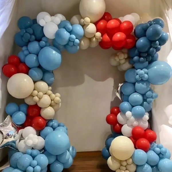 Red Blue and White Balloon Arch - Etsy UK