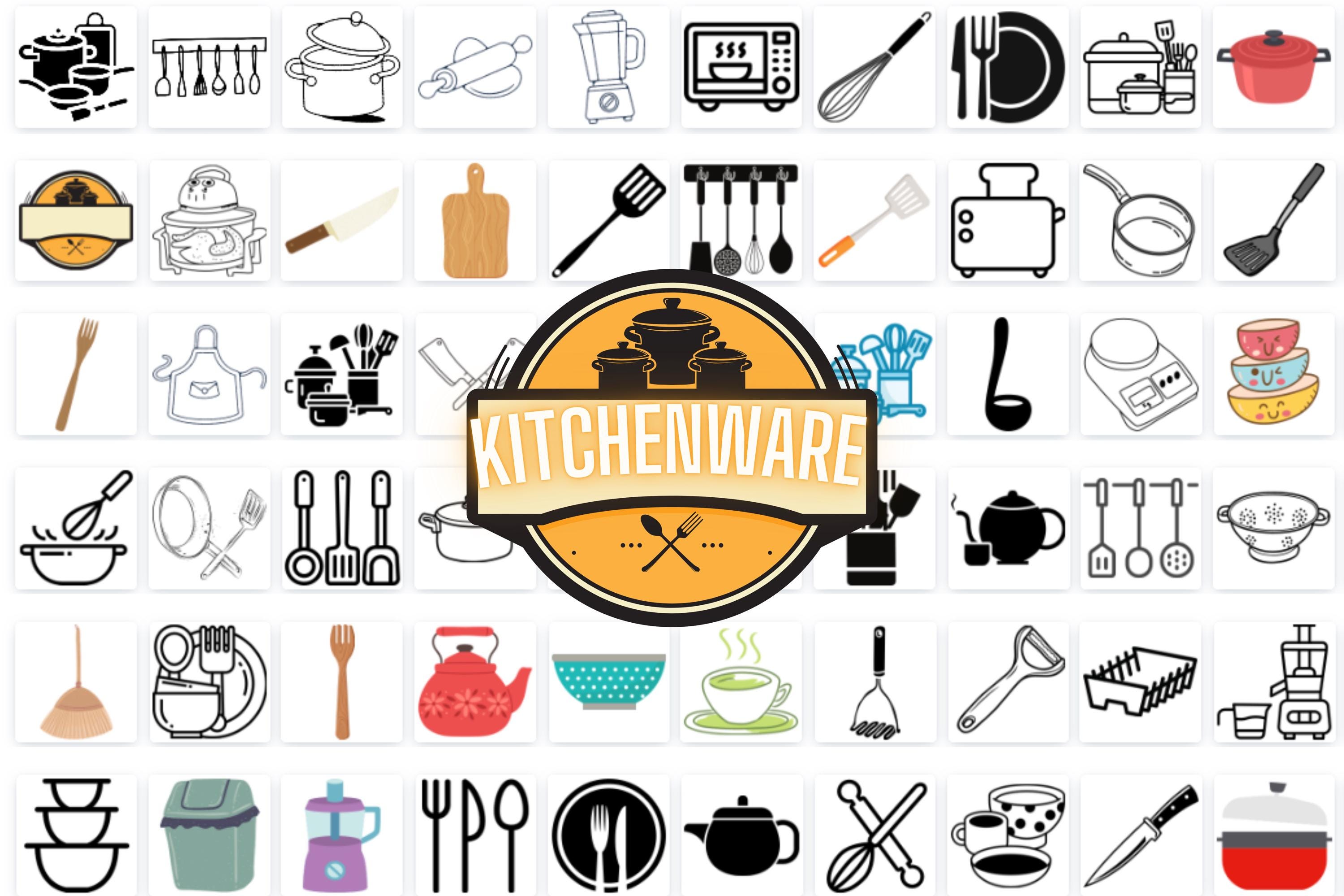 Kitchenware SVG PNG Bundle, Cooking Clipart Set, Kitchen Utensil Icons ...