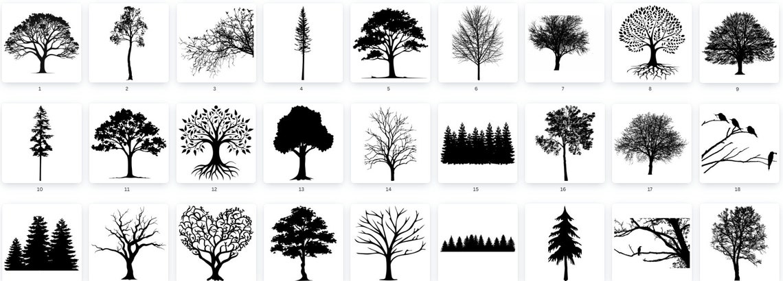 100 Baum PNG SVG-Bundle, Baum Clipart-Set, Natur-Vektorgrafiken, Baum ...