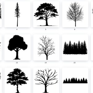 100 Baum PNG SVG-Bundle, Baum Clipart-Set, Natur-Vektorgrafiken, Baum ...