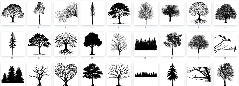 100 Tree PNG SVG Bundle, Tree Clipart Set, Nature Vector Graphics, Tree ...