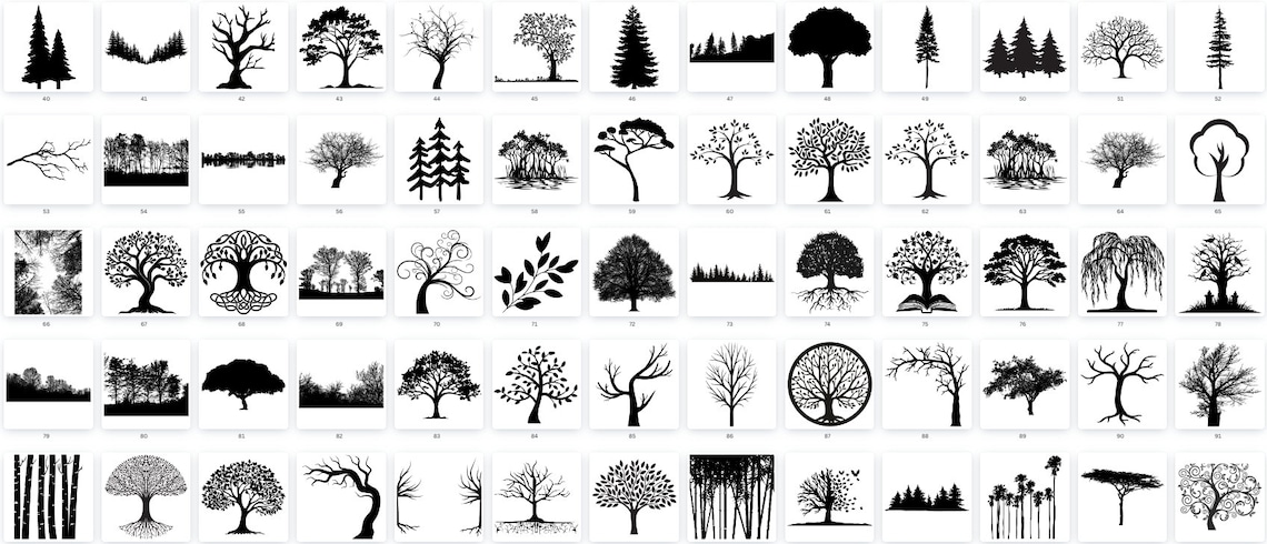 100 Tree PNG SVG Bundle, Tree Clipart Set, Nature Vector Graphics, Tree ...