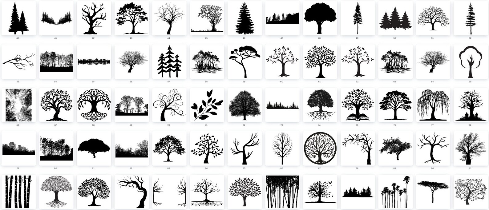 100 Tree PNG SVG Bundle, Tree Clipart Set, Nature Vector Graphics, Tree ...