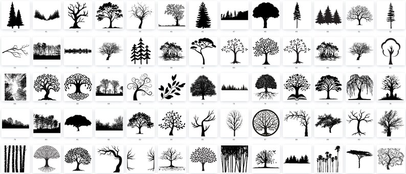 100 Tree PNG SVG Bundle, Tree Clipart Set, Nature Vector Graphics, Tree ...