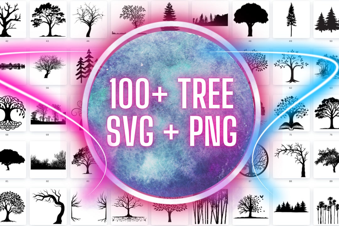100 Baum PNG SVG-Bundle, Baum Clipart-Set, Natur-Vektorgrafiken, Baum ...