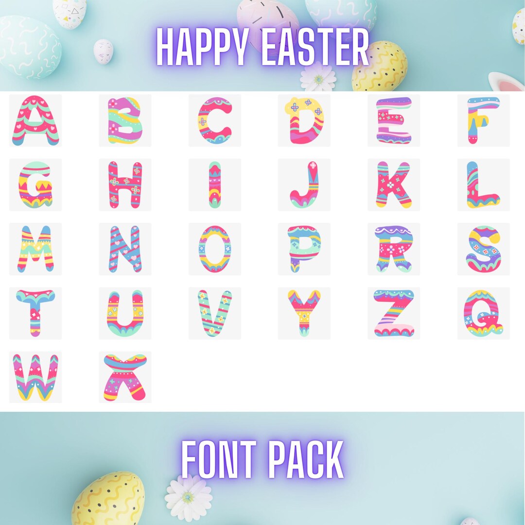 Easter Alphabet Clipart | 26 PNG Letters | Cute Pastel Easter Font ...