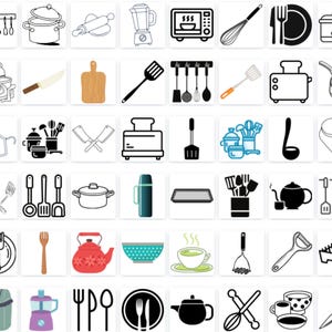 Kitchenware SVG PNG Bundle, Cooking Clipart Set, Kitchen Utensil Icons ...