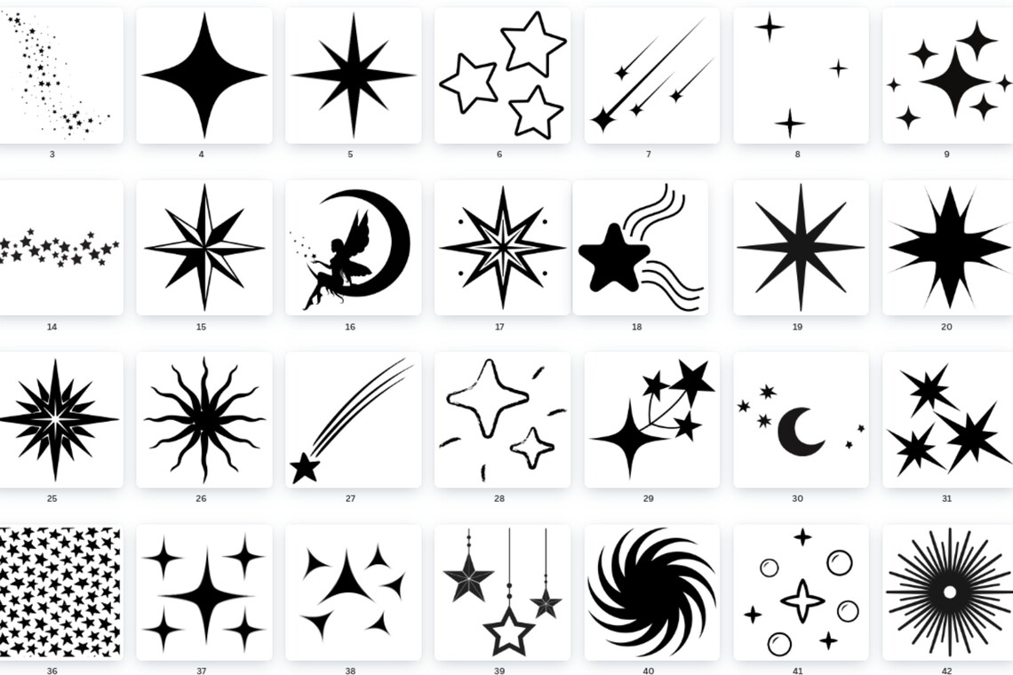 50+ Star PNG SVG Bundle, Digital Download, Instant Download, Stars ...