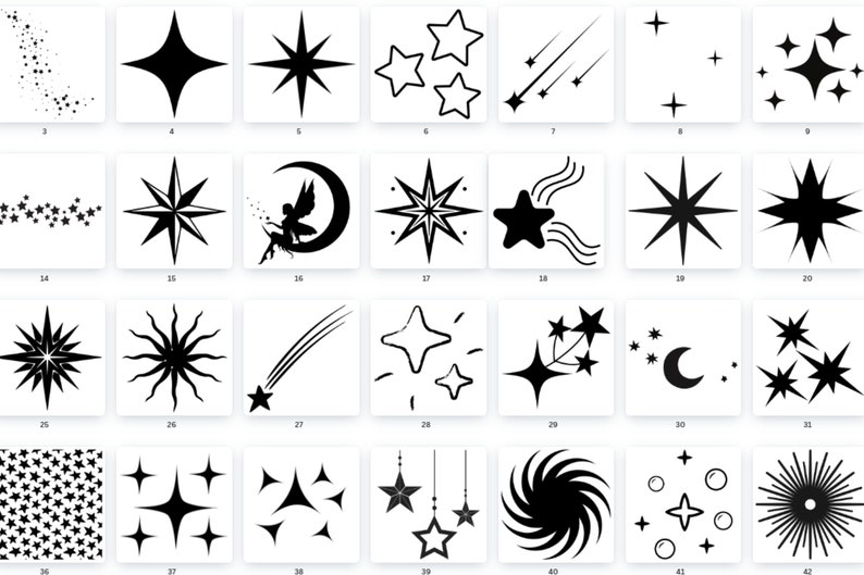 50+ Star PNG SVG Bundle, Digital Download, Instant Download, Stars ...