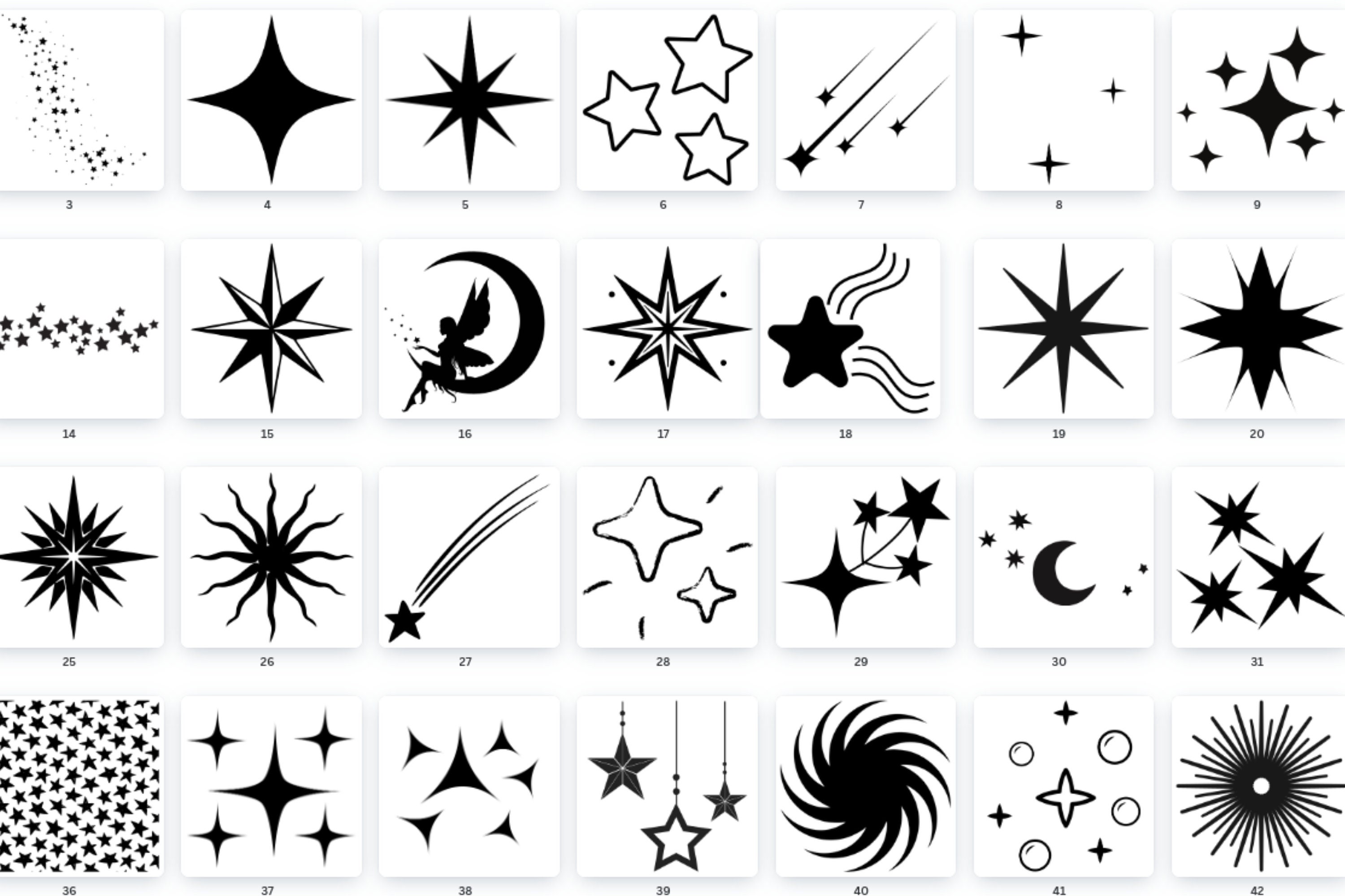 50 Star PNG SVG Bundle, Digital Download, Instant Download, Stars ...