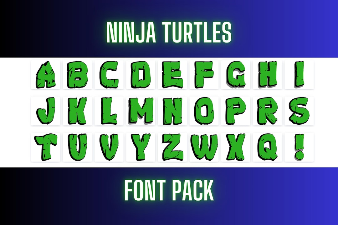Ninja Turtles Font Pack, PNG SVG JPG Files, Digital Font Files, Cartoon ...