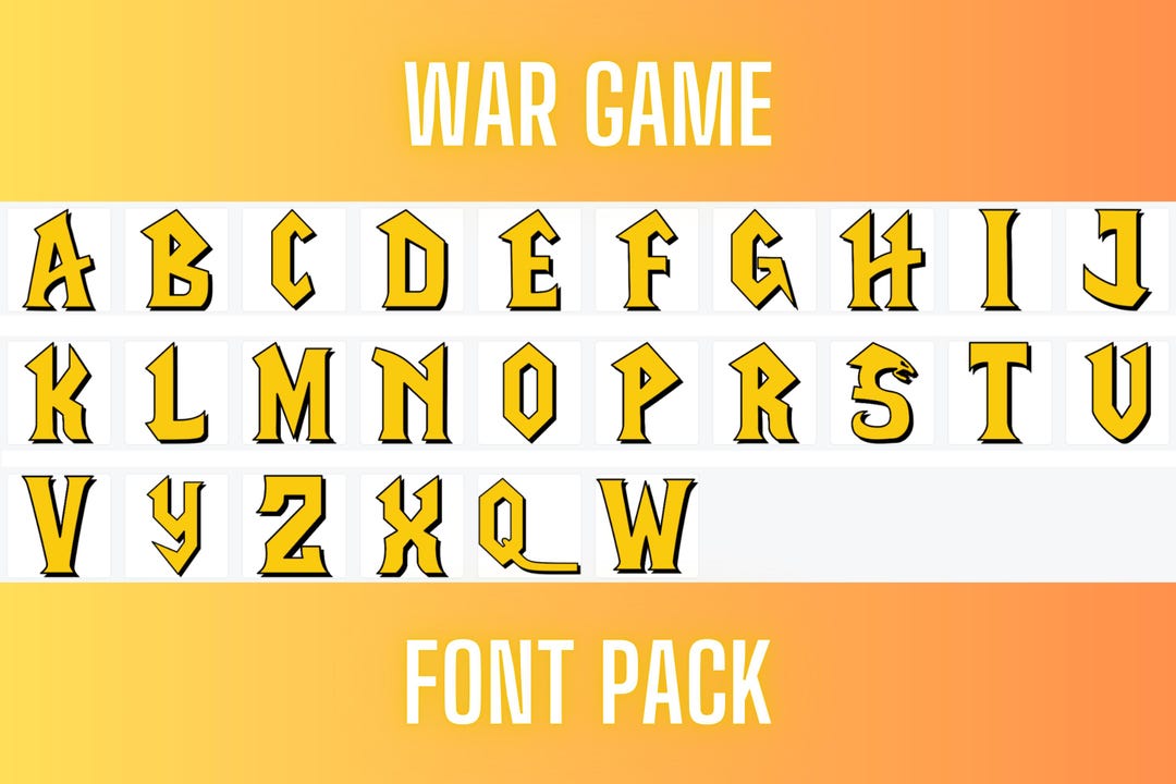 War Game Font Pack PNG SVG JPG Bundle, Digital Typography Set, Military ...
