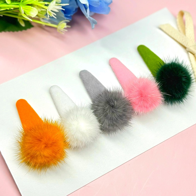 Pom Pom Hair Clips - Etsy