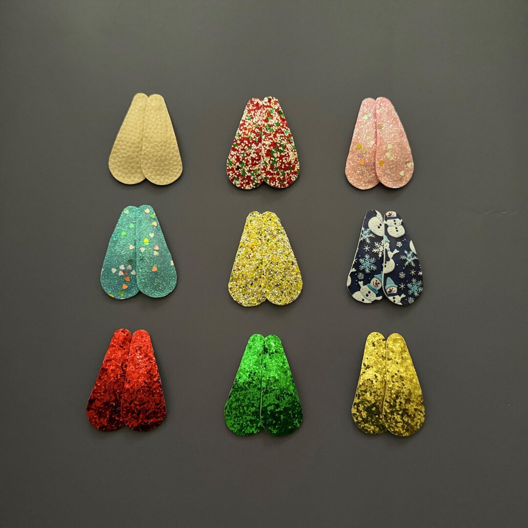 Sparkle All Day Glitter Leather Hair Clips Set of 2 Perfect for Any Age ...