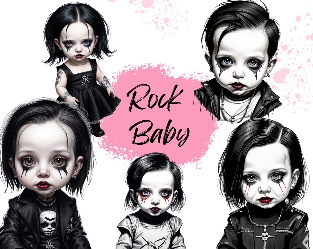 Rock Baby Cute Whimsical Clipart PNG Set Digital Download Scrapbooking ...