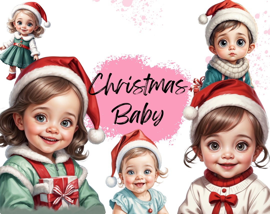 Christmas Baby Cute Whimsical Clipart PNG Set Digital Download ...
