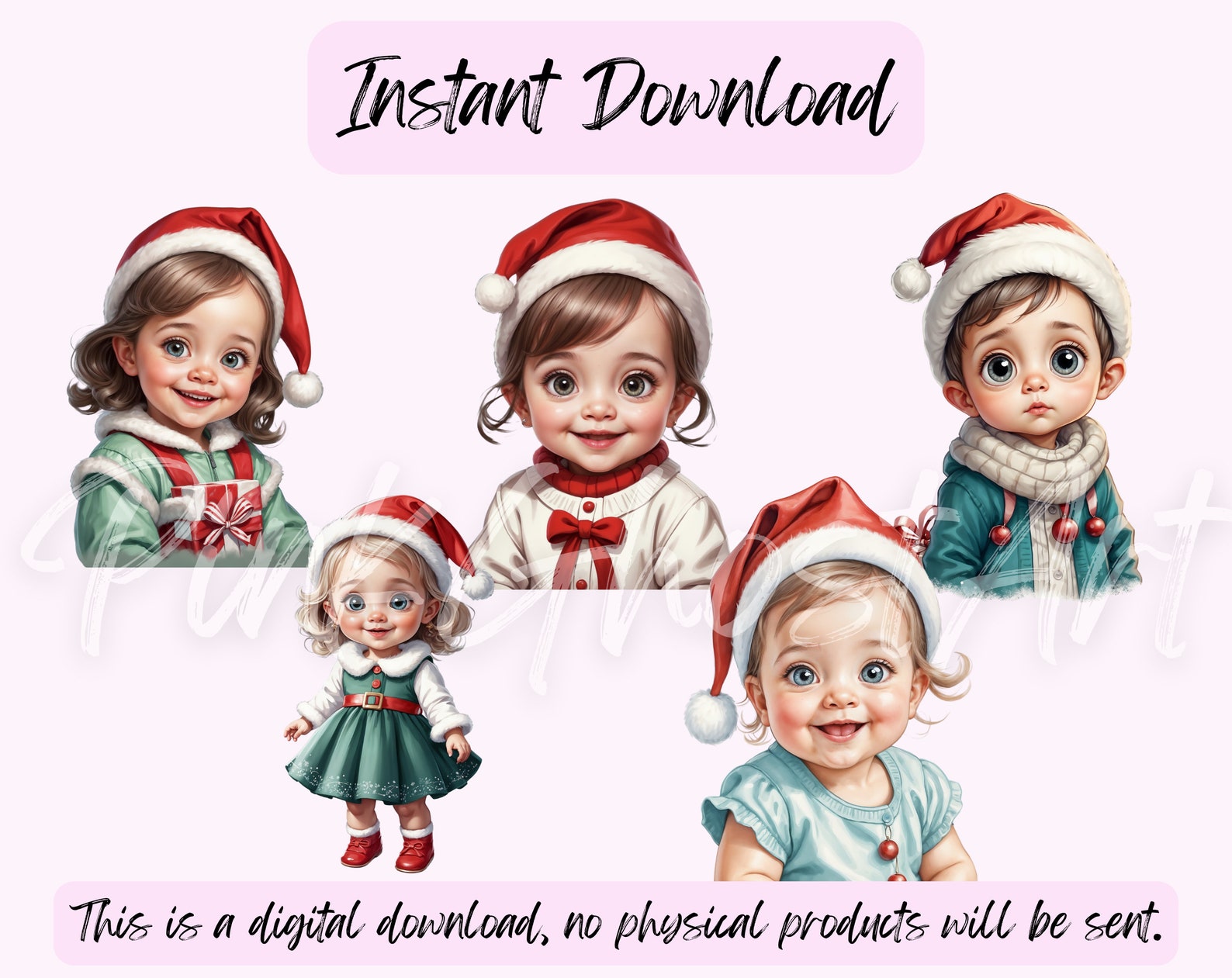 Christmas Baby Cute Whimsical Clipart PNG Set Digital Download ...