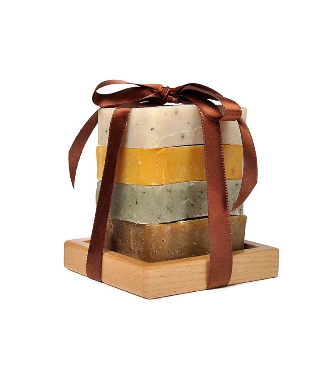 5-piece Organic Handmade Soap Gift Set With Wooden Soap Dish - Scented ...