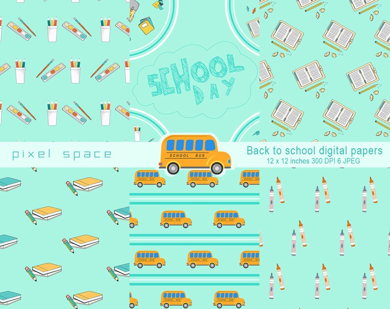 Back to School Seamless Digital Paper, Back to School Clipart, Teacher ...