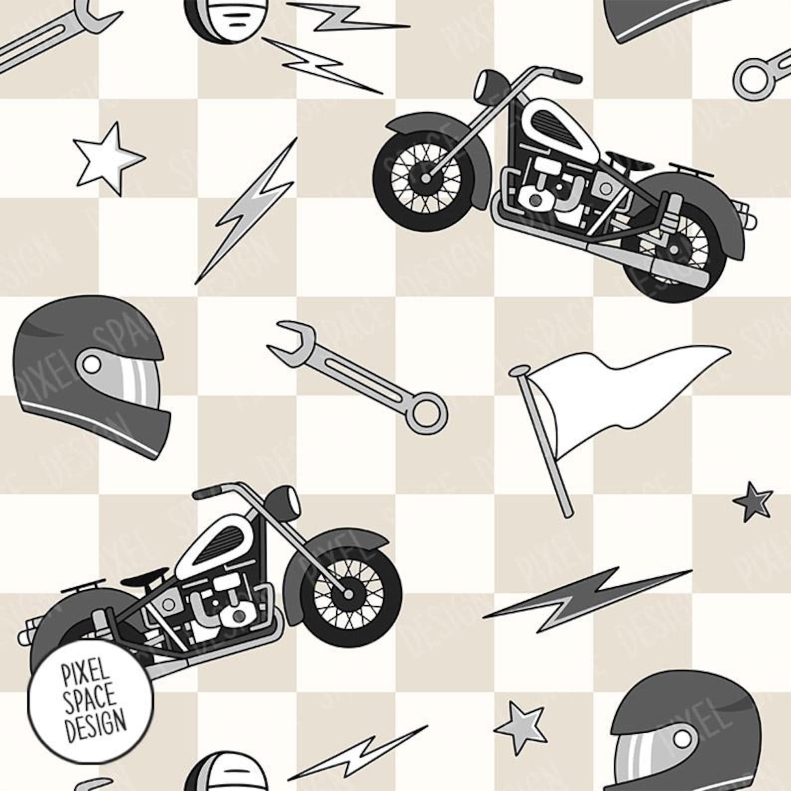 Motorcycle Seamless Pattern: Racer Design (digital Download) - Etsy