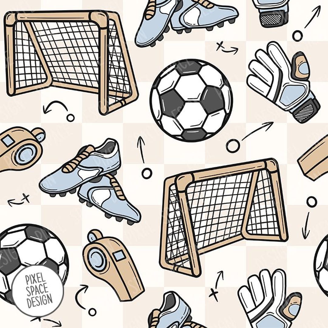 Soccer Seamless Pattern: Boy Sports Design (digital Download, 12x12in ...