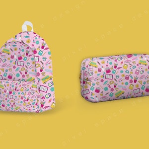 Girl Back to School Seamless Pattern: Floral Book Design (digital ...