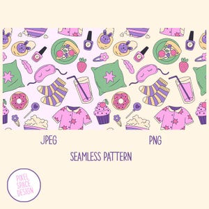 Slumber Party Seamless Pattern: Sleepover Digital Design (JPG, PNG) - Etsy