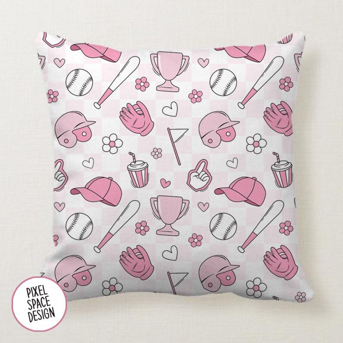 Girly Baseball Seamless Pattern: Floral Girl Design (digital Download ...