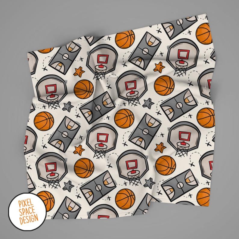Basketball Seamless Pattern: Boy Sports Sublimation Design (digital Download, 12x12in JPG/PNG ...