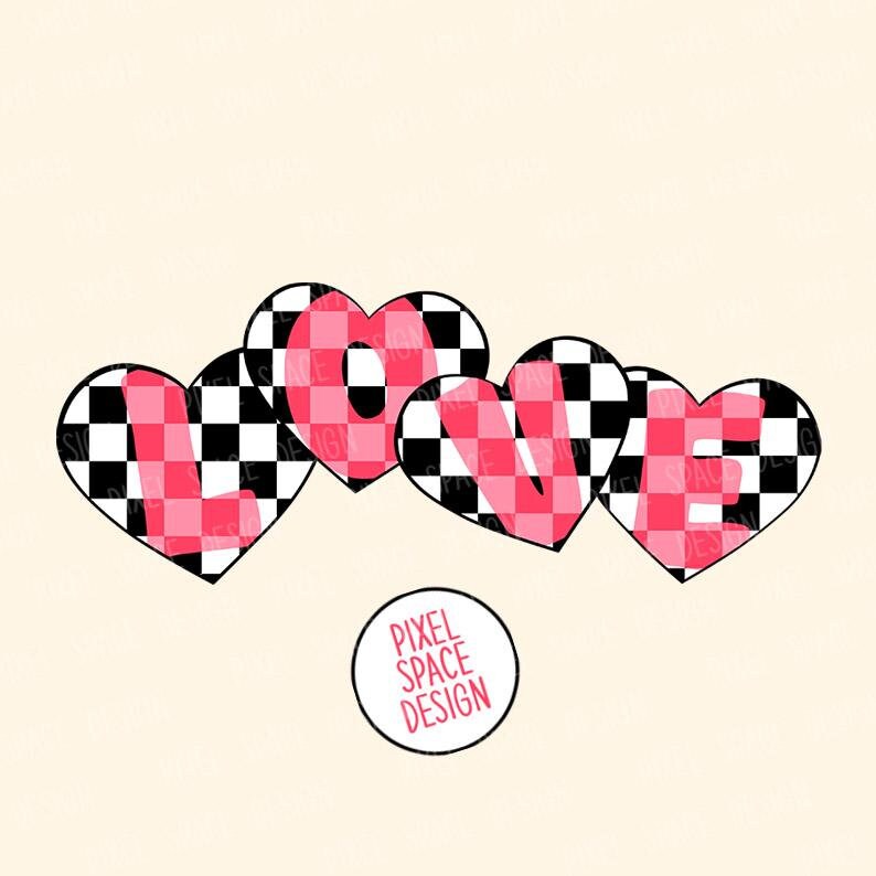 Retro Love Heart PNG: Valentine's Day Sublimation Design (digital ...