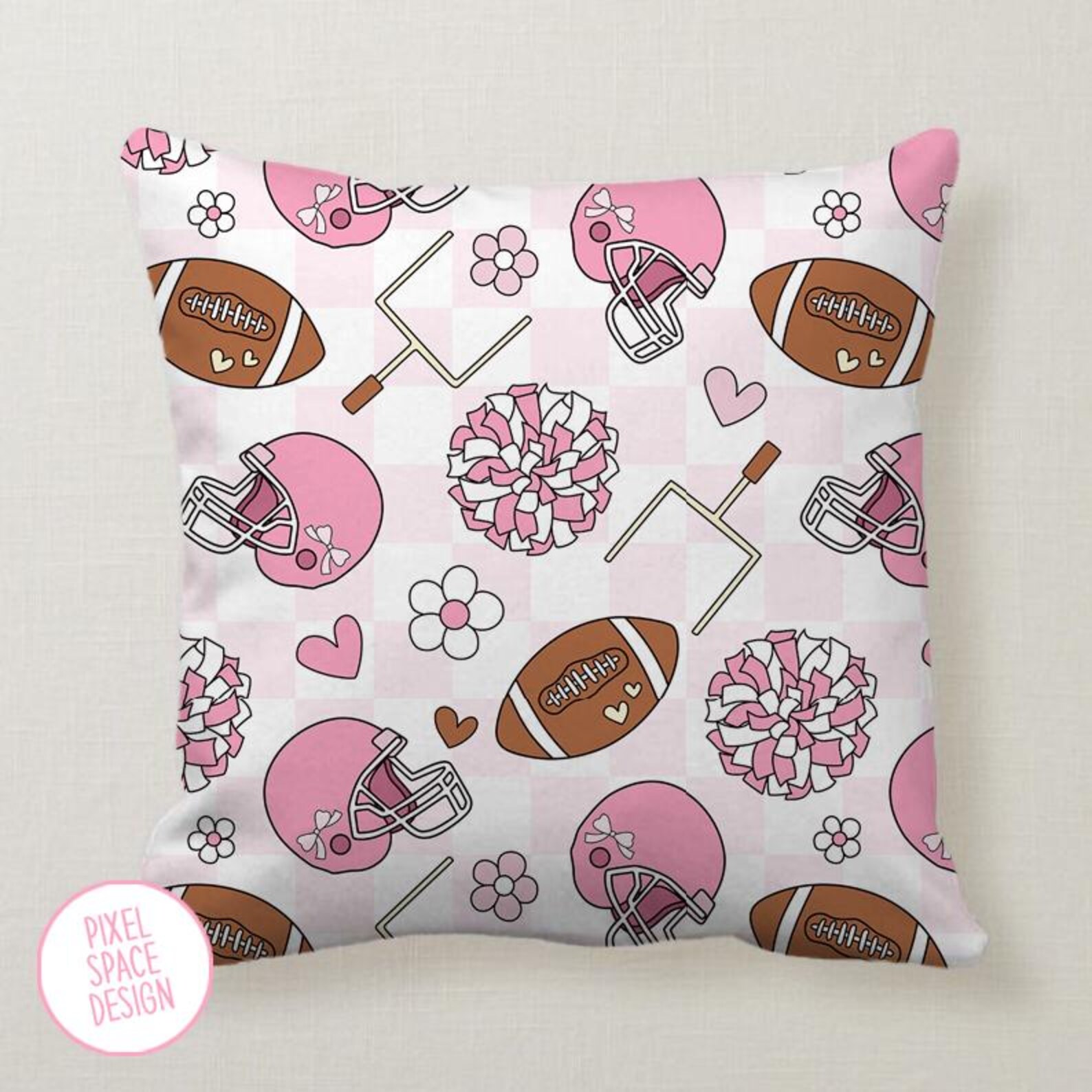 Girly Football Seamless Pattern: Pink Cheerleader Design (digital ...