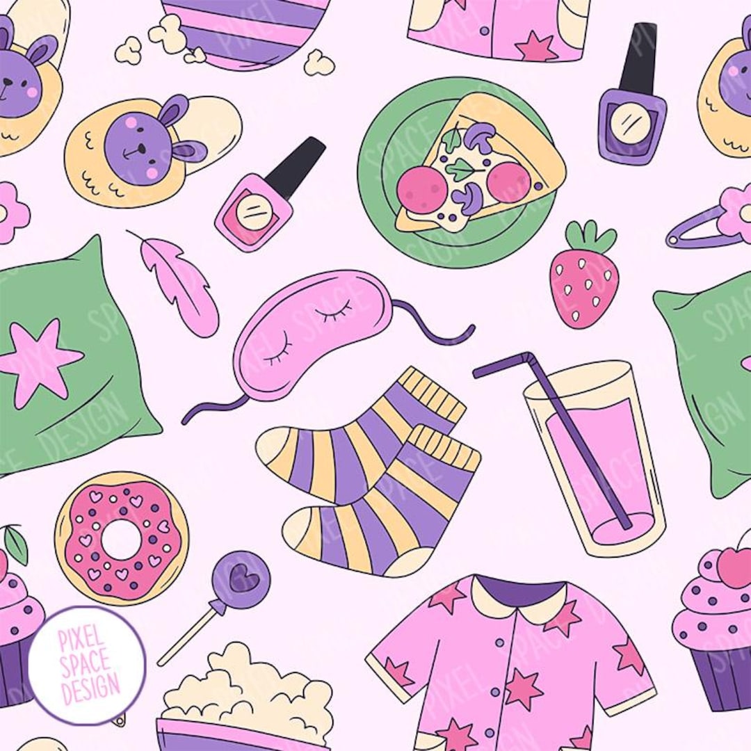 Slumber Party Seamless Pattern: Sleepover Digital Design (JPG, PNG) - Etsy