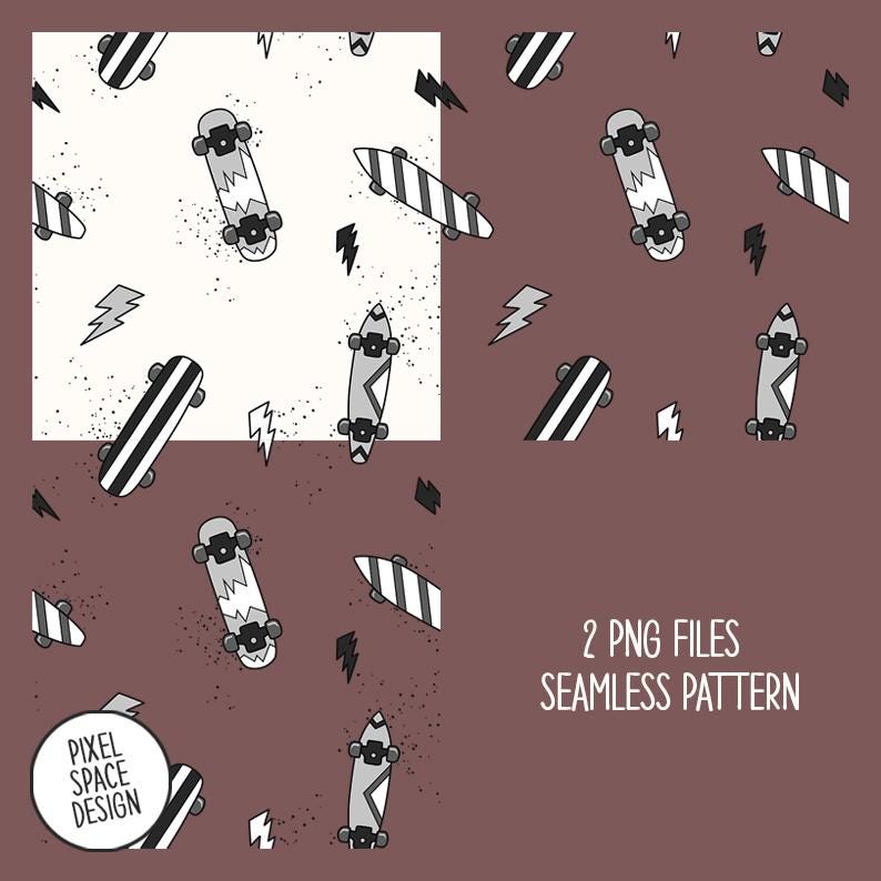Skateboard Seamless Pattern: Boy Fabric Design (digital Download) - Etsy