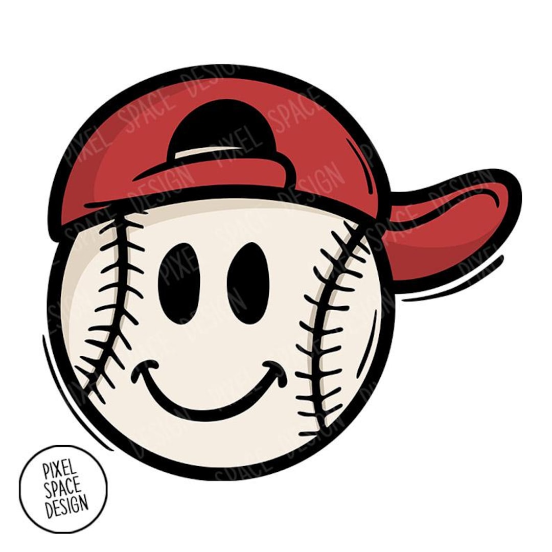 Baseball Smiley Face PNG: Sports Sublimation Design (digital Download ...