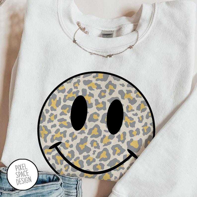 Leopard Print Smiley Face PNG: Sublimation Design (digital Download) - Etsy