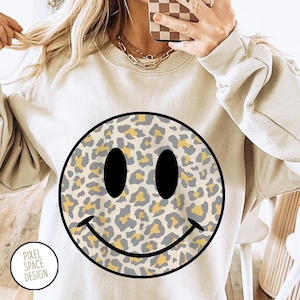Leopard Print Smiley Face PNG: Sublimation Design (digital Download) - Etsy